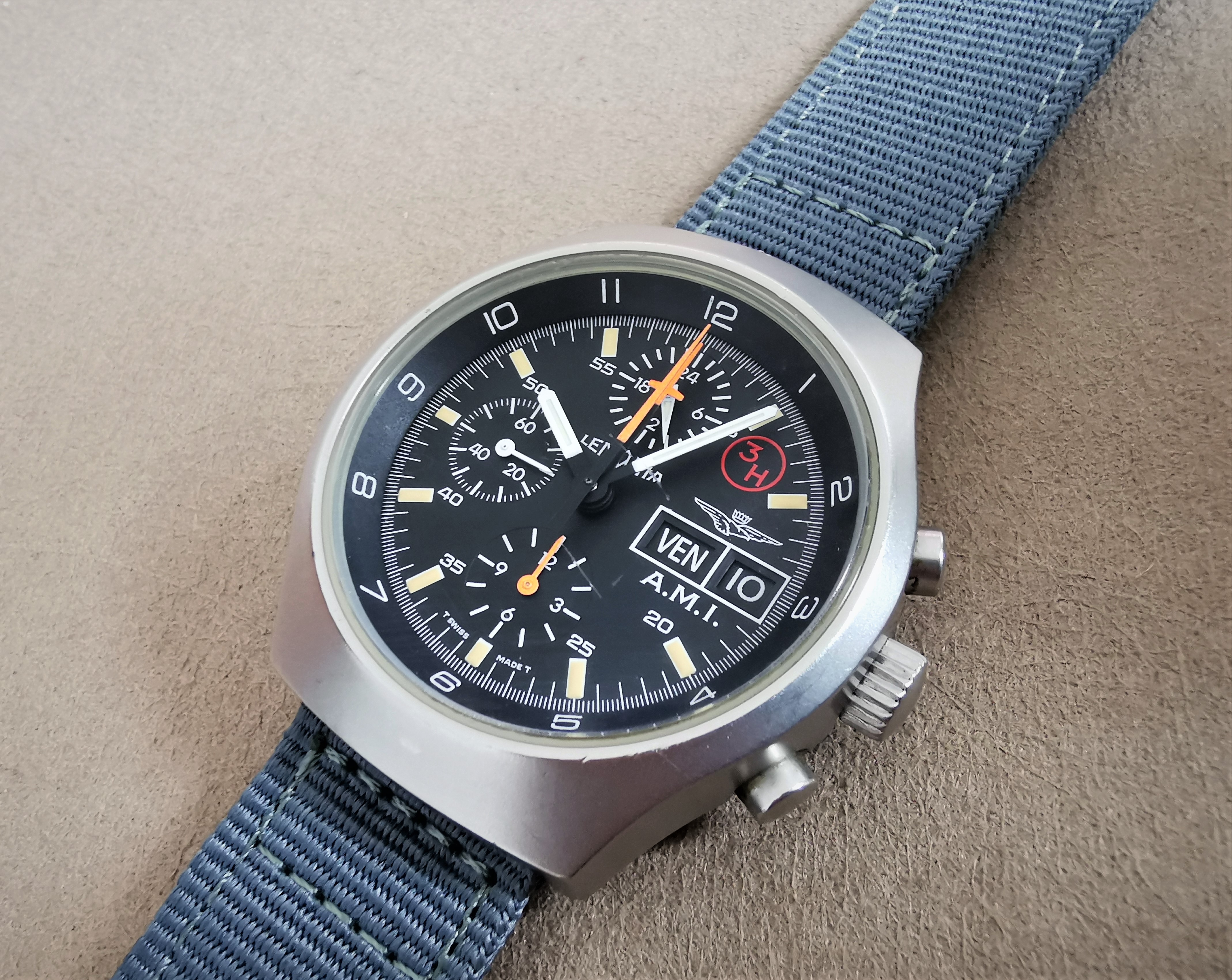 Lemania 3H Military A.M.I. Lemania 5100 automatic chronograph - box ...
